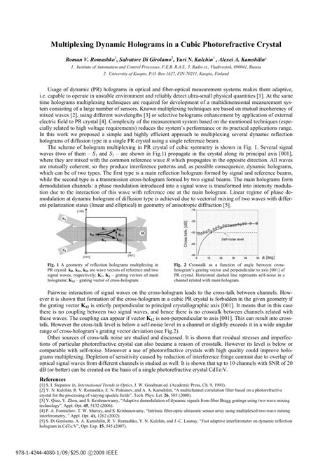 Pdf Multiplexing Dynamic Holograms In A Cubic Photorefractive Crystal