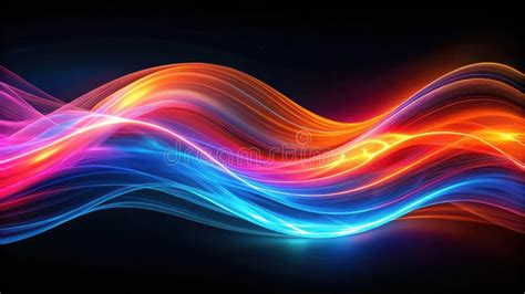 Abstract Vibrant Waveform Dynamic Energy Flow In Red Orange And Blue Hues Generative Ai Stock