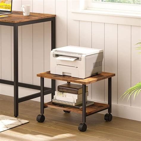 Fitueyes Printer Stand On Wheels Mobile Under Desk Work Cart White