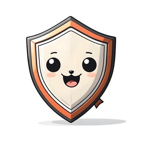 Cute Shield Character Design Vector Illustration Isolated On White Background Premium Ai