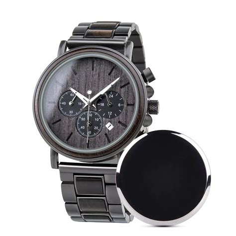 Engraved Wooden Watches Ebony T For Dad