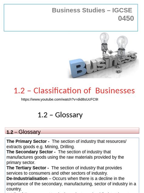 Igcse 1 2 Classification Of Businesses Pdf