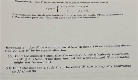 Solved Excercise 2 Let T Be An Exponential Random Variable