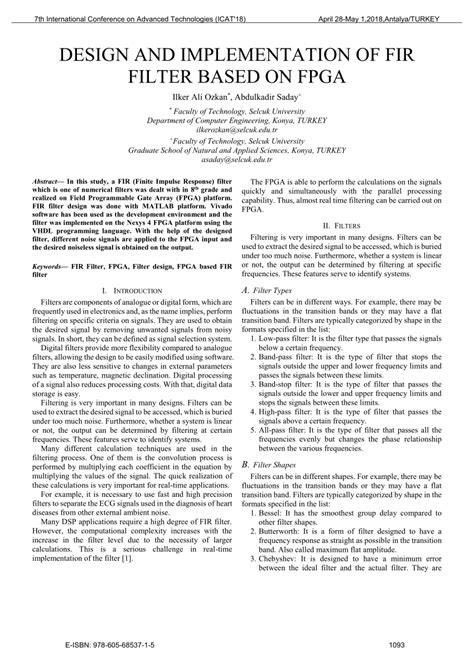 Pdf Design And Implementation Of Fir Filter Based On Fpga