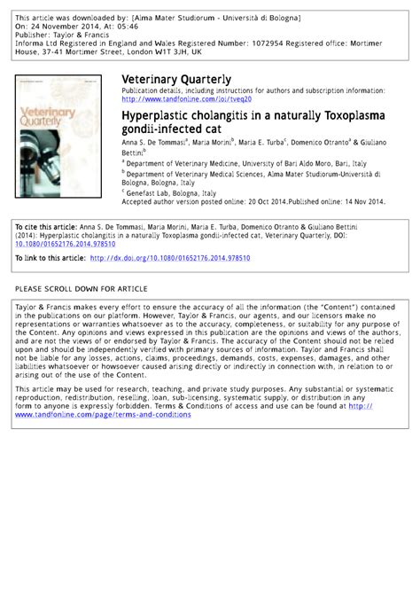 Pdf Hyperplastic Cholangitis In A Naturally Toxoplasma Gondii Infected Cat