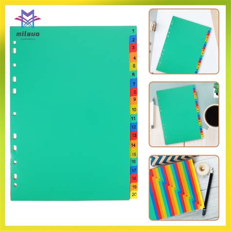 Pcs Binder Separator A Dividers Plastic Page Tabs Punched Office Markers Ring File