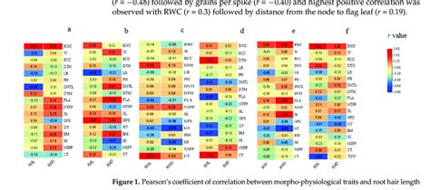 Pearsons Coefficient Of Correlation Between Morpho Physiological