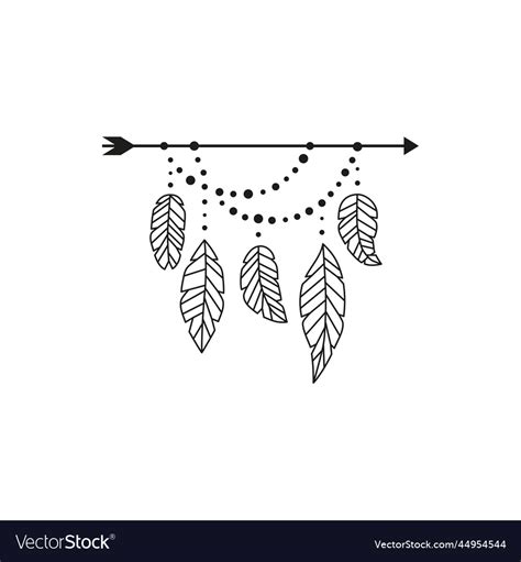 Boho Arrow With Stylized Bird Feathers Royalty Free Vector
