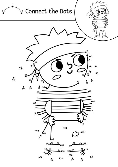Premium Vector Vector Dottodot And Color Activity With Cute Pirate