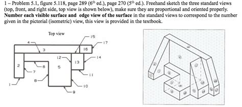 solved freehand sketch the three standard views top front