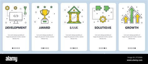 Vector Web Site Linear Art Onboarding Screens Template Business Finance And Development Icons