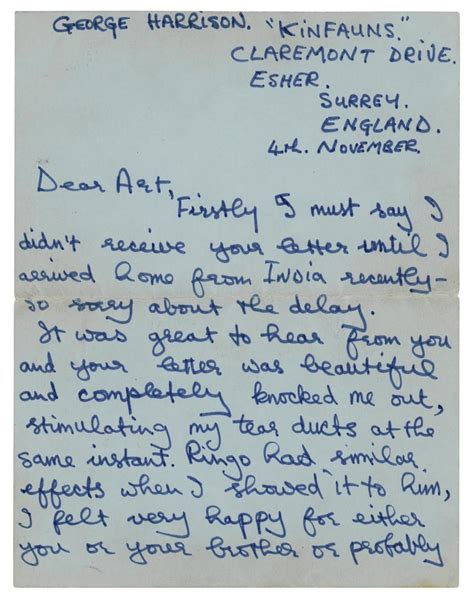 George Harrison Autograph Letter Signed Twice Rr Auction