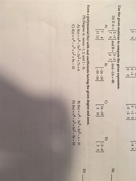 solved use the given matrices to compute the given