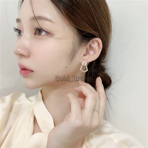 Earring 여자 14k 귀걸이 써클 헥타곤 귀걸이