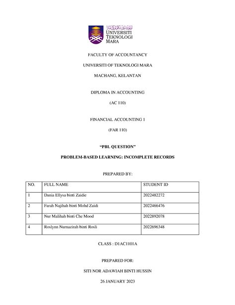 Far110 Group Assignment Faculty Of Accountancy Universiti Of