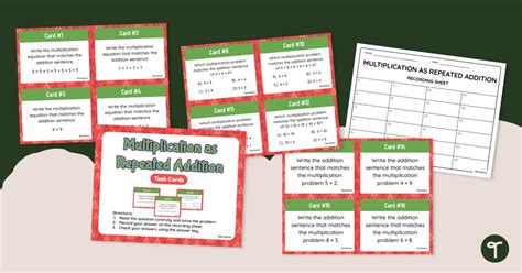 Multiplication As Repeated Addition Task Cards Teach Starter