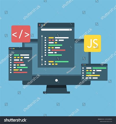 concept computer programming developing software game stock vector