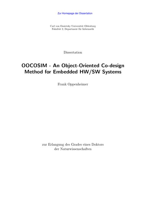 Pdf Oocosim An Object Oriented Co Design Method For Embedded Hwsw Systems