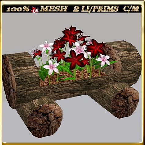 Second Life Marketplace Lw Lily In Wooden Planter 21 2 Li 2 Prims