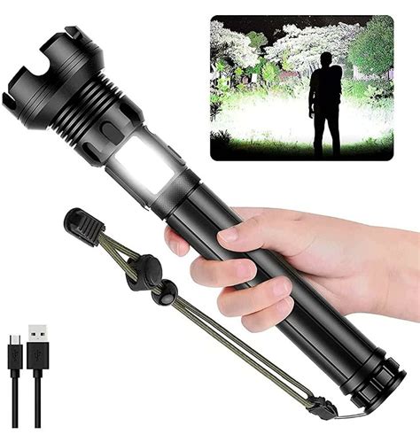 Hoxida Led 충전식 전술 손전등 90000 높은 루멘 Xhp90 Cob 사이드 라이트가 있는 가장 티몬