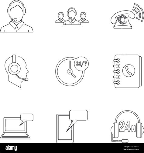 Technical Support Icons Set Outline Style Stock Vector Image And Art Alamy