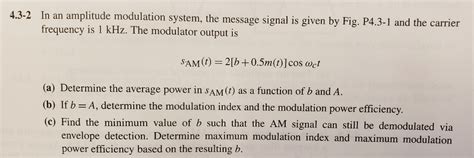 Solved In An Amplitude Modulation System The Message Chegg