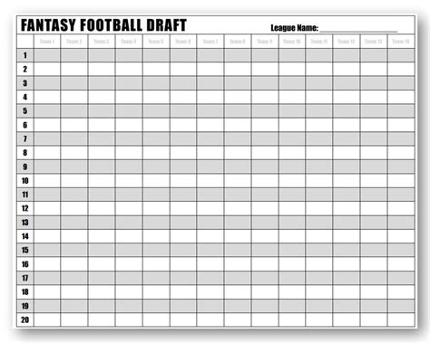 Pick Football Draft Sheets Printable