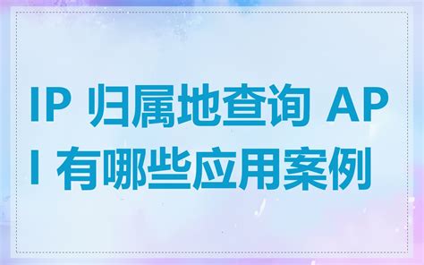 ip 归属地查询 api 有哪些应用案例