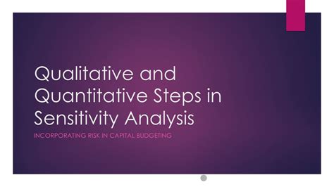 Qualitative And Quantitative Steps In Sensitivity Analysis Youtube