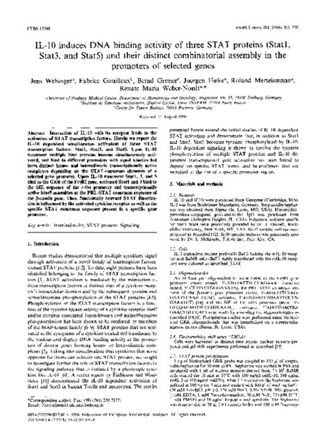 Pdf Il 10 Induces Dna Binding Activity Of Three Stat Proteins Stat1 Stat3 And Stat5 And