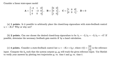 Solved Consider A Linear State Space