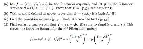 Solved The Fibonacci sequence is the sequence f Unf 左 Chegg