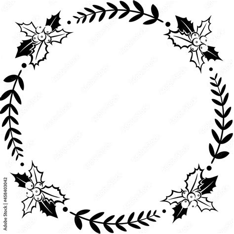Christmas Wreath Black And White