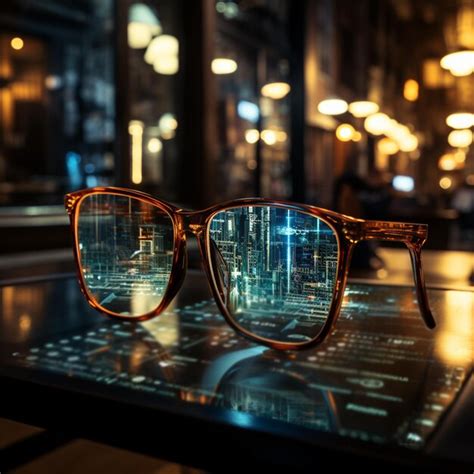 Premium Ai Image Eyeglasses Looking At Screen With Digital Code
