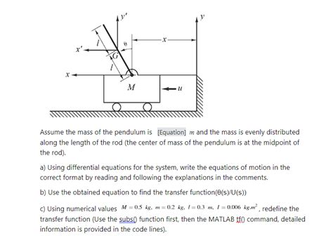 Solved Assume The Mass Of The Pendulum Is Equation M ﻿and
