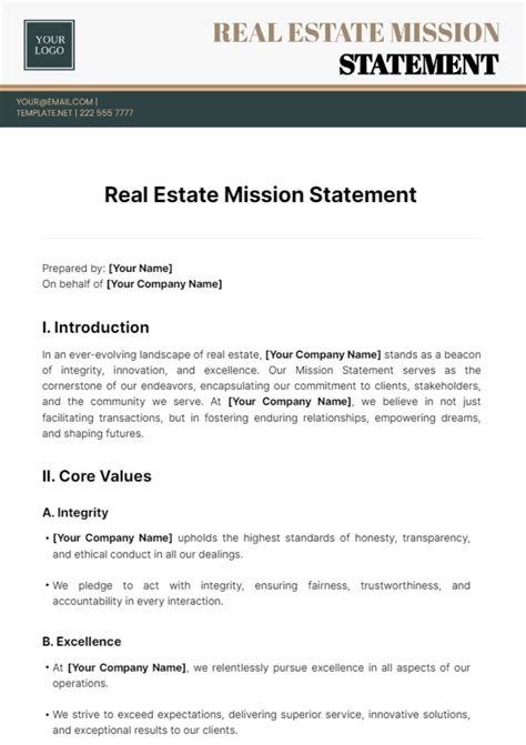 Free Mission And Vision Statement Template To Edit Online