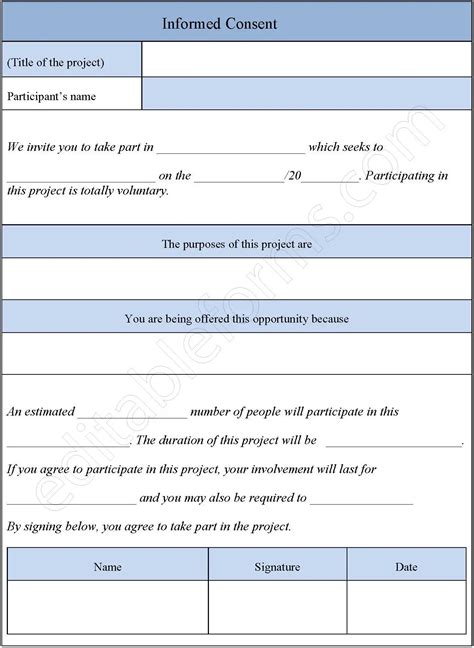 Informed Consent Form Template Editable Pdf Forms
