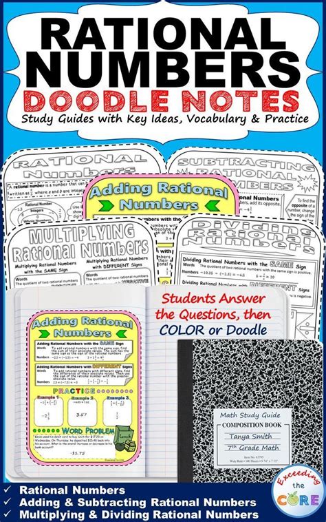 RATIONAL NUMBERS Doodle Math Interactive Notebooks Guided Notes Rational Numbers Math
