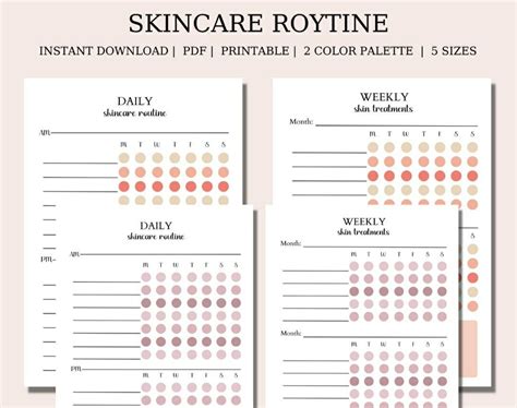 Skincare Routine Plannerskincare Routine Printableskincare Routine