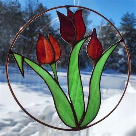 Stained Glass Tulips In A Copper Ring April 26 The Roycroft