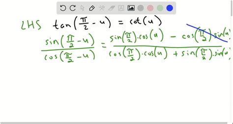 Solved 19 22 Prove The Cofunction Identity Using The Addition And Subtraction Formulas Tan π