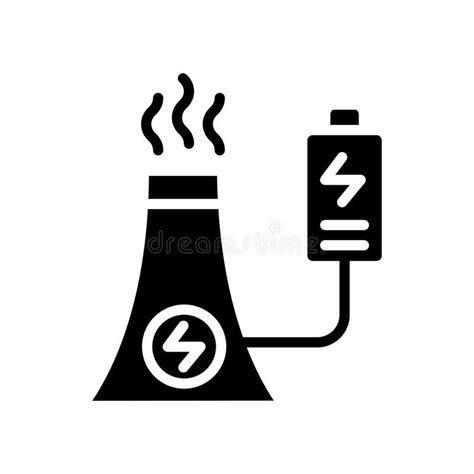 Icon Glyph Power Plant Factory Charging Battery Solid Black Icon Concept Stock Vector