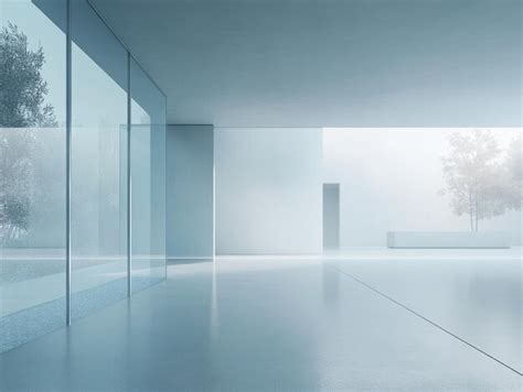 Minimalist Interior Design With Large Windows Premium AI Generated Image