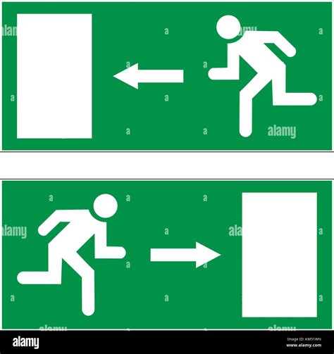 Emergency Exit Left Emergency Exit Right Escape Route Signs Vector Illustration Stock Vector