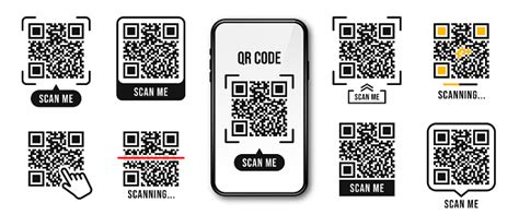 Qr 코드 빠른 응답 코드 Qr 코드 템플릿 프레임입니다 Qr 코드의 태그를 스캔하여 스캔합니다 지불 링크 응용 프로그램 등을위한 템플릿 세트 Qr코드에 대한 스톡 벡터