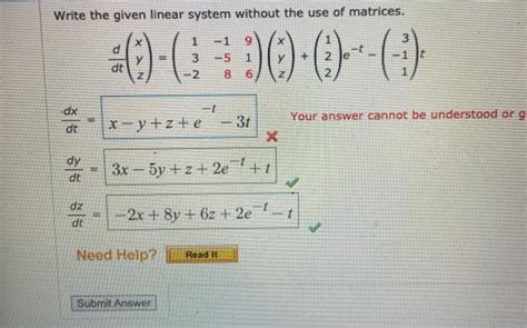 Solved Write The Given Linear System Without The Use Of