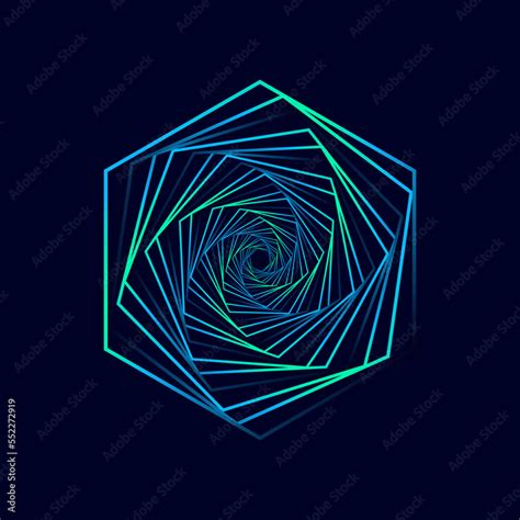 Colorful Twisted Futuristic Spiral Wavy Fractal With A Linear Outgoing