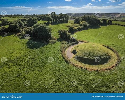 Aerial View Fourknocks Tomb Co Meath Ireland Stock Image Image Of