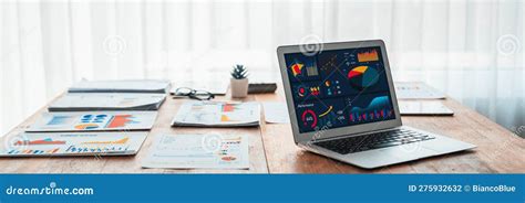 Bi Power Software Visualize Company Data Dashboard Display On Laptop