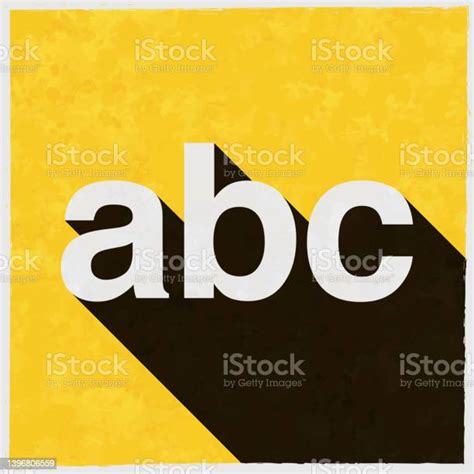 Surat Abc Ikon Dengan Bayangan Panjang Pada Latar Belakang Kuning Bertekstur Ilustrasi Stok
